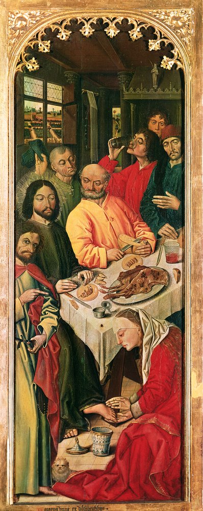 The Resurrection of Lazarus Triptych, Right Panel of Mary Magdalene Washing Christ's Feet